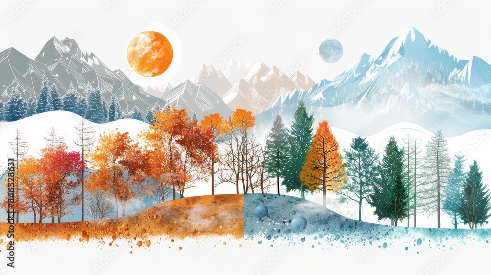 Visual timeline of climate change effects, showing the contrast between ...