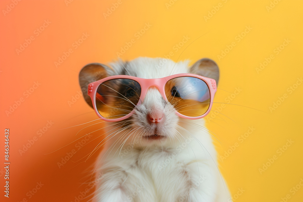 Funny hamster with glasses, the mouse, donning sunglasses, poses ...