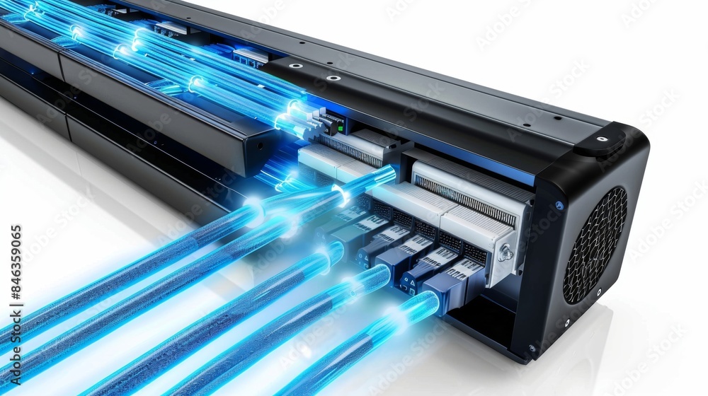 A detailed schematic diagram illustrating the principles of fiber optic ...