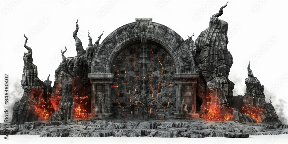 Isolated Gates of Hell against white background. Fantasy, otherworldly ...