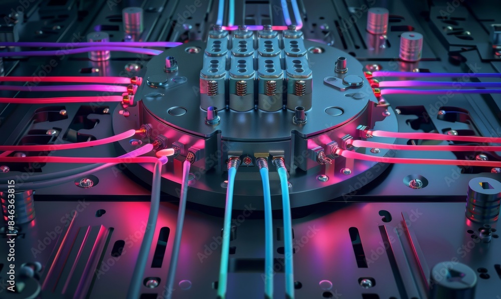 A cross-section view of an optical fiber junction box, showcasing the ...