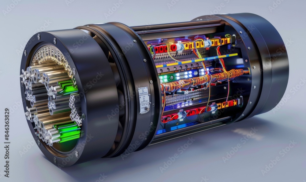 A cross-section view of an optical fiber junction box, showcasing the ...