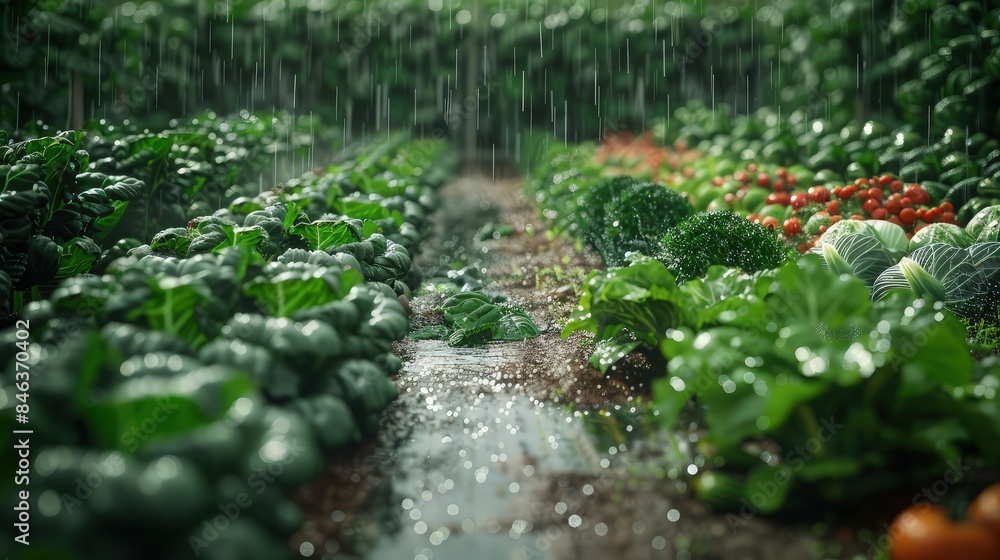 Neatly managed paths in a vegetable garden, each path featuring ...