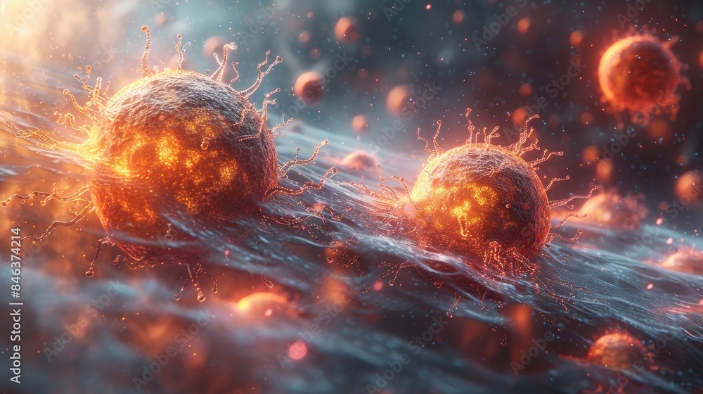 Foto de Cancer cells forming a solid tumor mass, with detailed cell ...