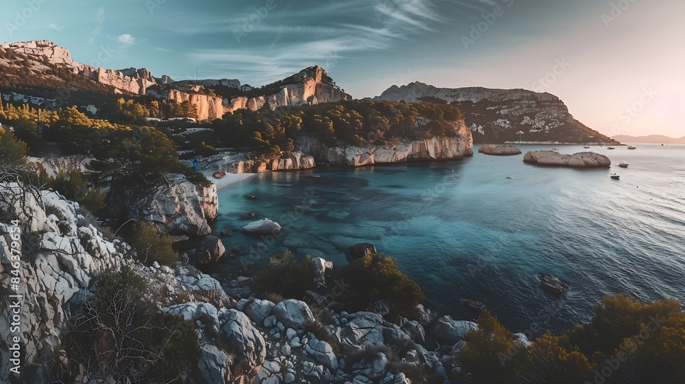 Cassis France beach beautiful rocks sea landscape Calanque : Generative ...