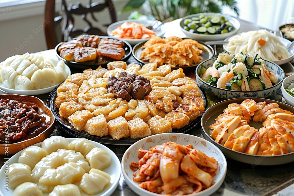 Chuseok (South Korea). A close-up shot of traditional Chuseok food ...