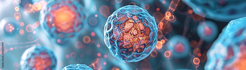 Microscopic view of cells and structures, medical and healthcare ...