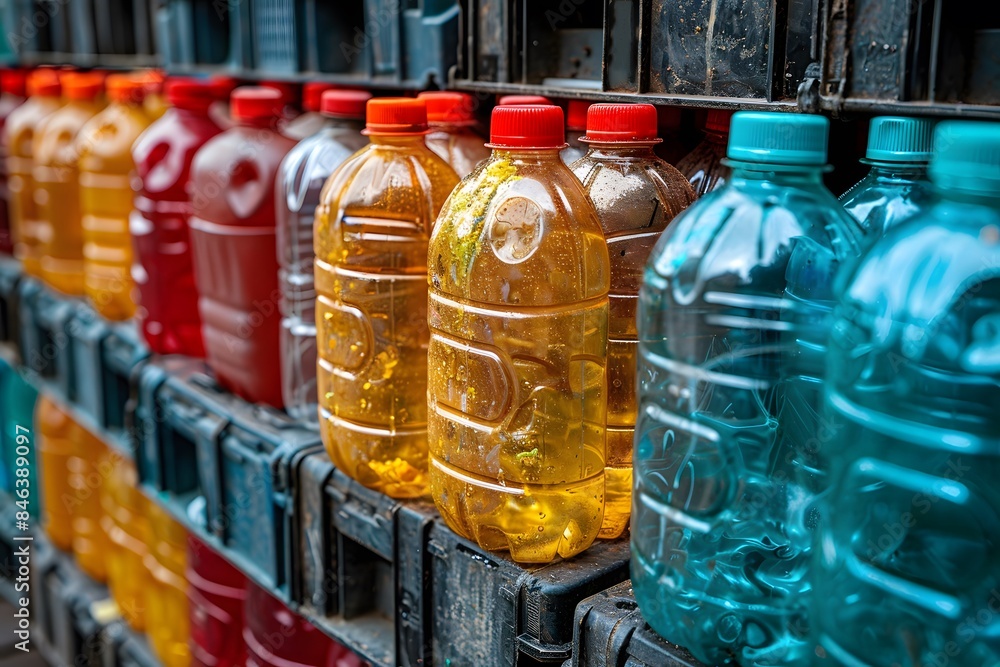 Colorful Plastic Bottles of Beverages on Shelves in a Store for Visual ...