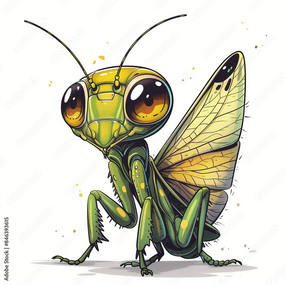 Cute mantis bugs insect cartoon illustration on white background ...