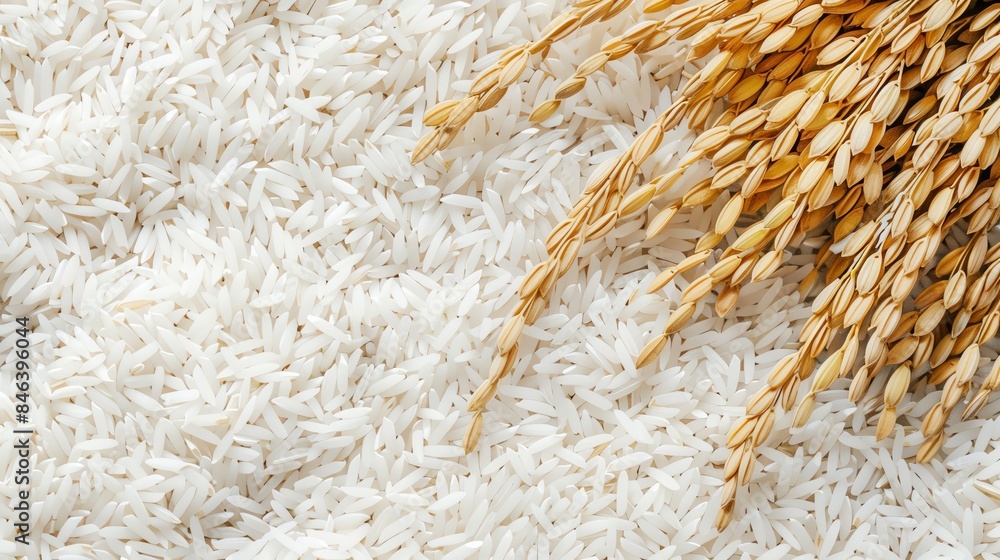 Paddy rice grain background, white color of piatte de riz texture with ...
