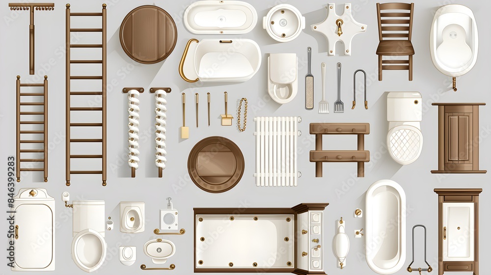 Vector set, Architectural elements and furniture for the floor plan ...