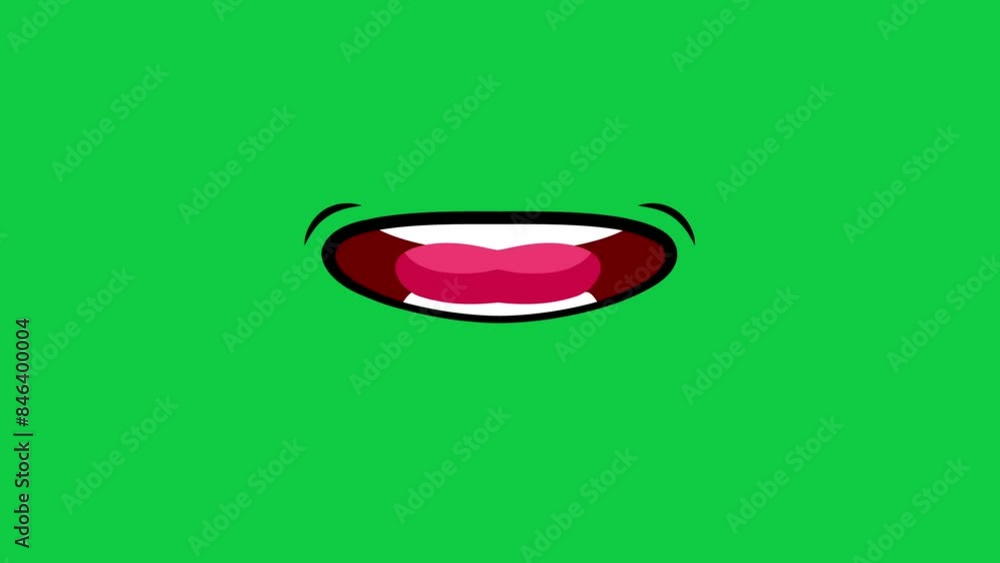 Cartoon Character talking mouth speaking mouth lip animation on green ...