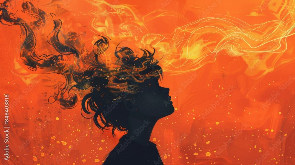 Horizontal banner. World ADHD Awareness Day. Head of a child on a ...