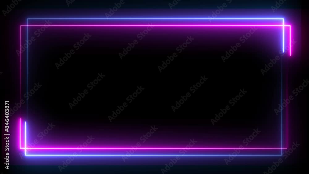 Square rectangle picture border with neon line footage. Animated ...