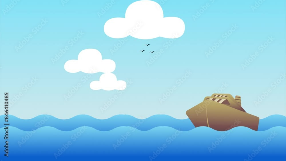 Boat on the sea, A ship floating in blue waves in ocean, beach ...