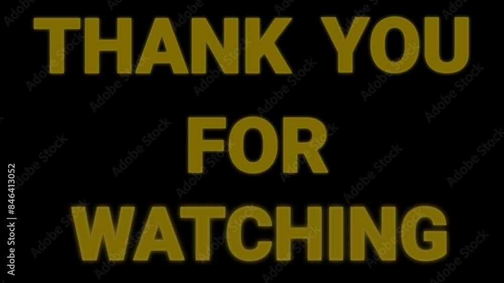 Thank you for watching animation loop neon light gold word text with ...