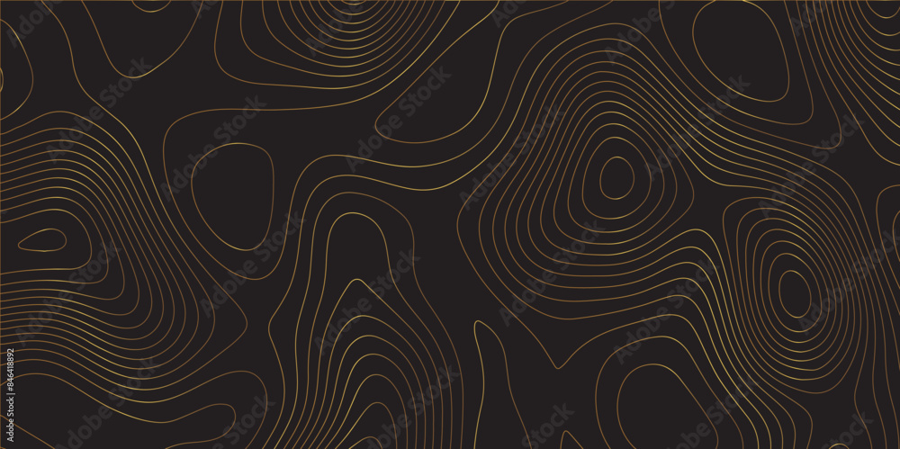 Abstract black golden gradient Topographic line map pattern background ...