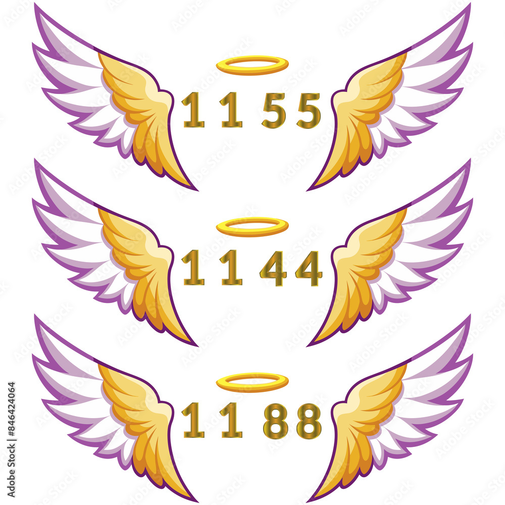 set of angel number twin flame soulmate universe sign on transparent ...