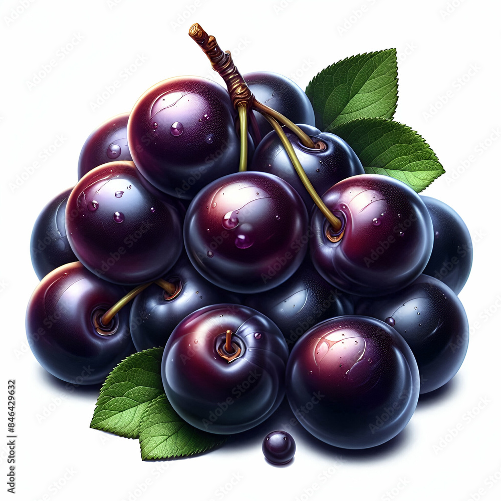 A realistic photo of a fresh jabuticaba, the grape-like fruit with a ...