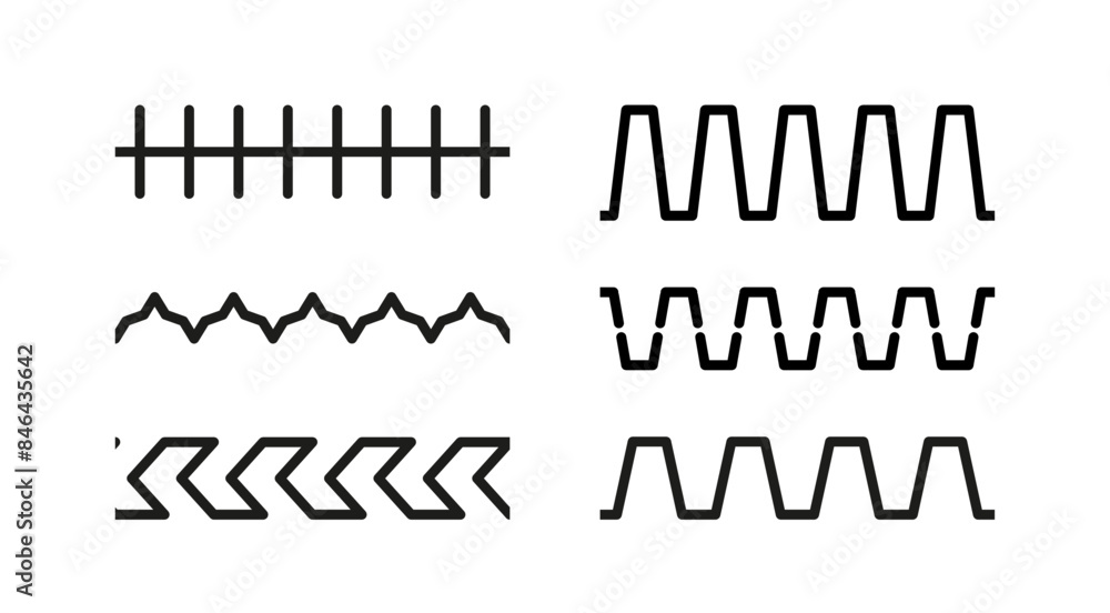 Overlock embroidery seamless elements. Sewing stitches zigzag. Vector ...