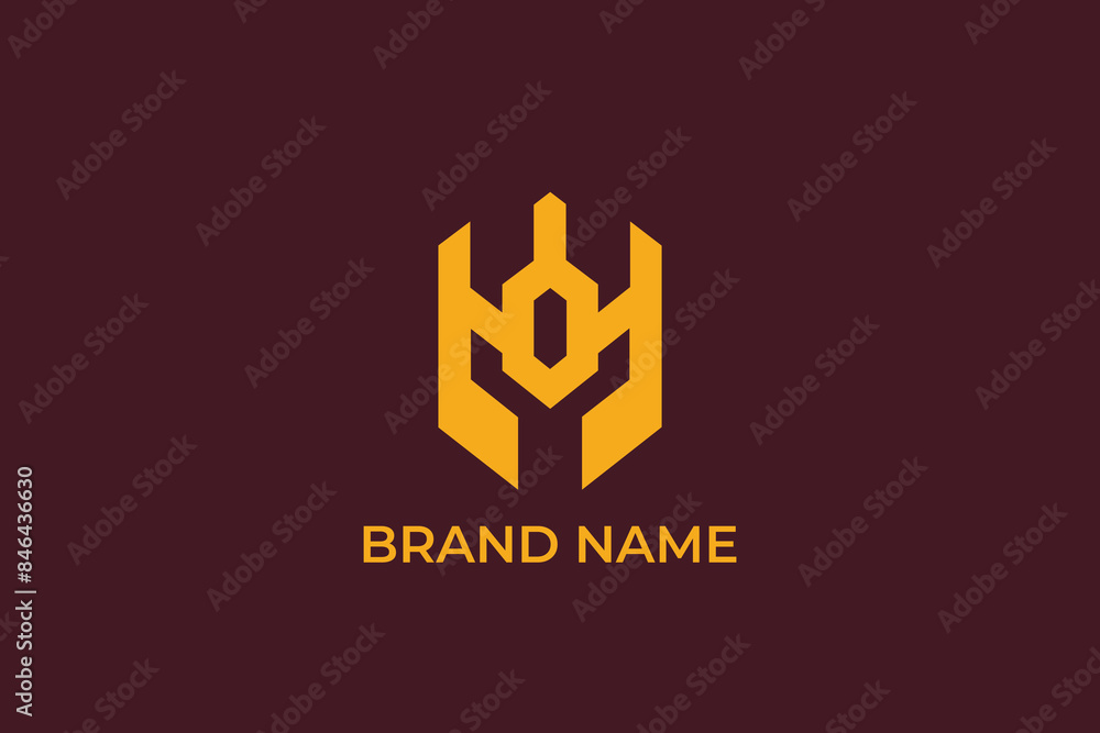 Vetor do Stock: letter M shield logo, letter h or m warrior mask logo ...