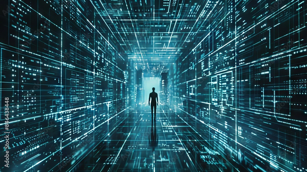 sci-fi movie poster. The overall style is futuristic and visually ...