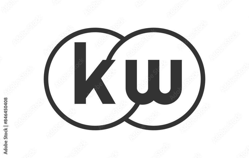 KW business company emblem with outline rounds and letters k w. Logo ...