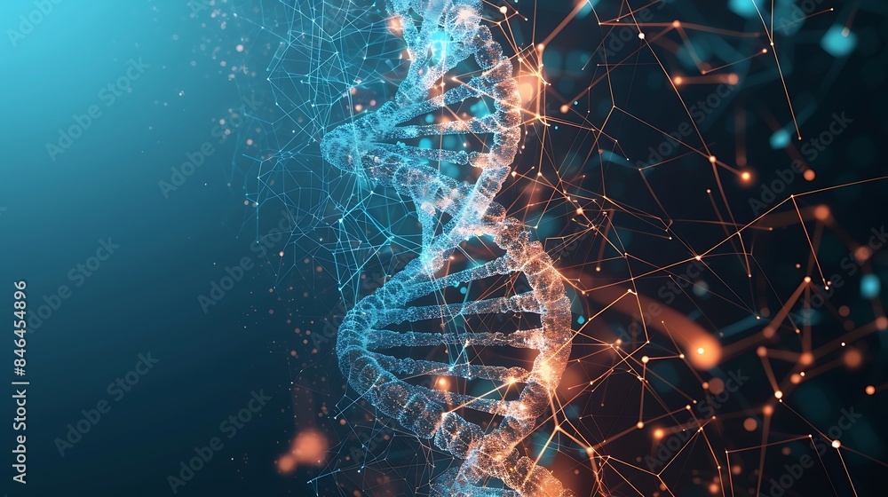 Foto de DNA double helix intertwined with digital AI elements ...