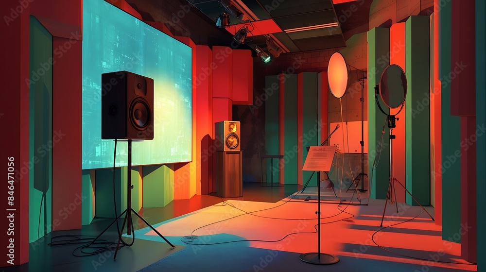 Employ AI to craft a visual representation of a recording studio ...