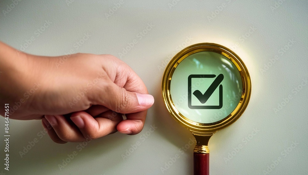 magnifying glass and check mark icon,show check the authenticity of the ...
