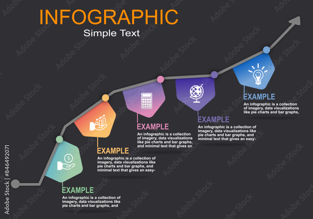 Vector infographic showing upward curves with flags showing positions ...