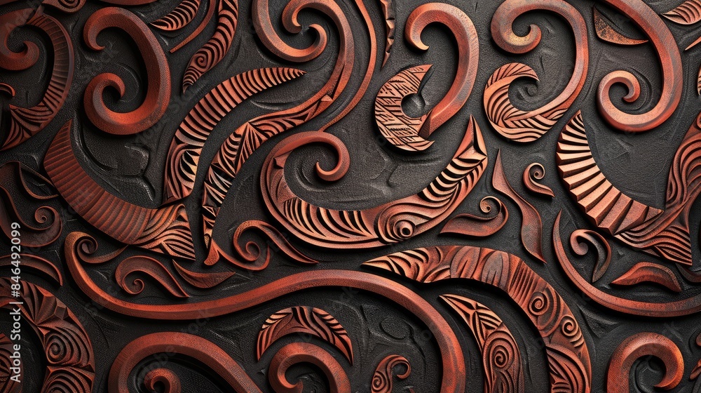 concept art of maori toi patterns on a blank background, isolated ...