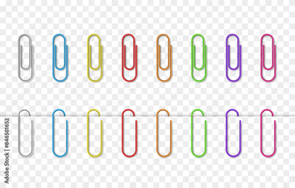 Vector set of realistic paper clips png. Attached paper clips, paper ...