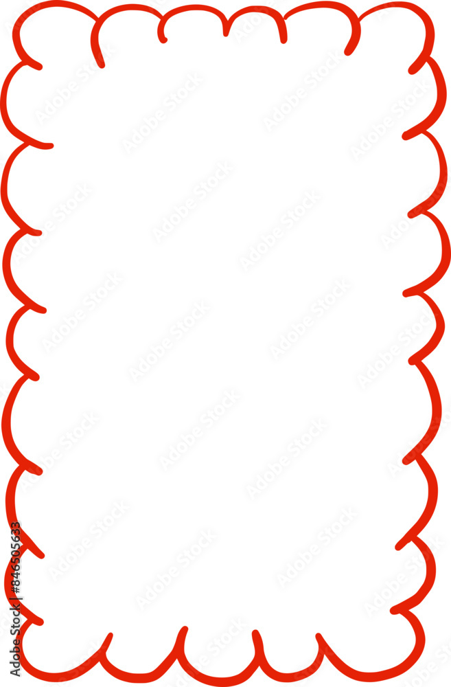 Cute curly decorative vector frame. A clipart element in hand-drawn ...