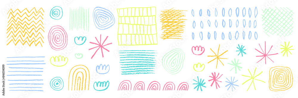 Gentle toddler naive playful shapes. Cute pastel colors aby chalk ...