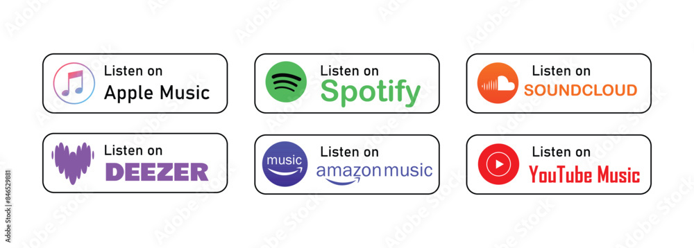Popular music streaming services with listening badges.Music streaming ...