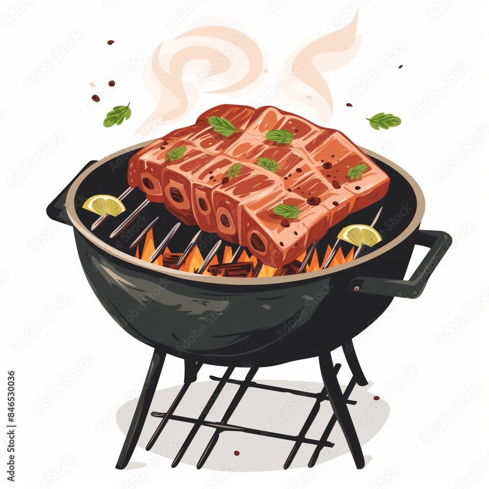 whole pork barbecue clipart, flat design on white background Stock ...