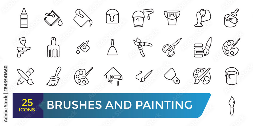 Brushes and Painting icon set. Related to Spray, Color palette, Paint ...