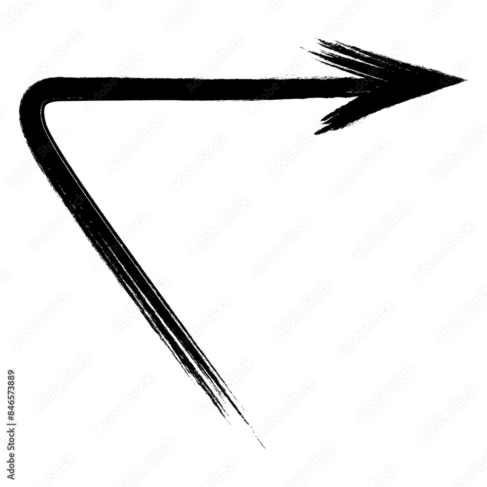 The arrow is crooked. Sketch. The black arrow is bent at an angle and ...