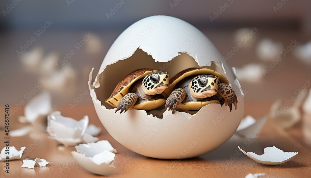 "Hatching Wonders: Little Turtles Emerging from Their White Eggs" "Egg ...