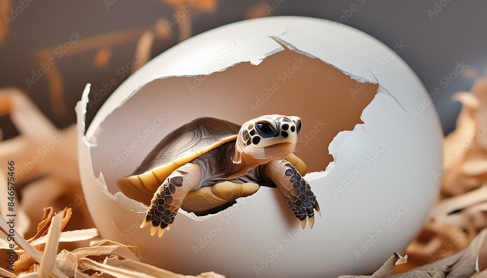 "Hatching Wonders: Little Turtles Emerging from Their White Eggs" "Egg ...