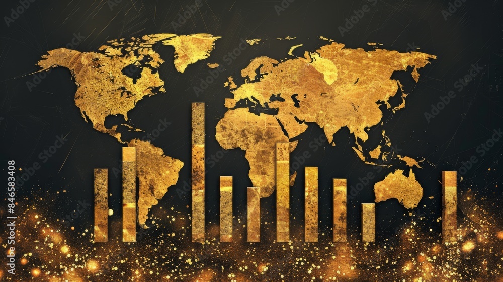 A bar graph showing gold production levels by country, highlighting key ...