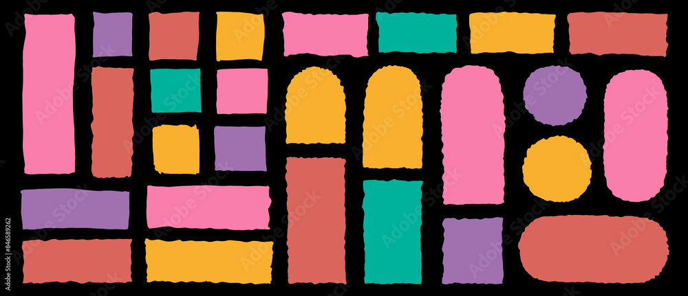 Set of vector hand drawn wobbly line frame shapes. Cute rounded square ...