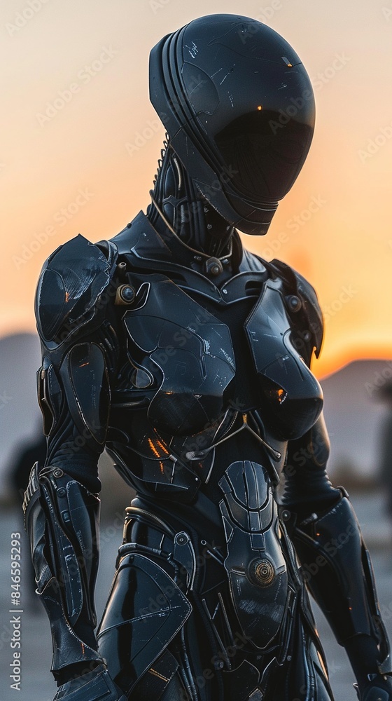 Bold alien figure in an elegant pose, aesthetic contrast with a ...