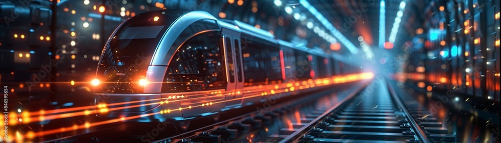 Futuristic electronic transit system blueprint, conceptual and ...