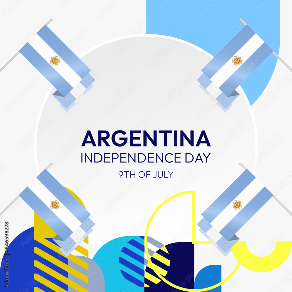 Argentina Independence Day banner in modern geometric style. Square ...