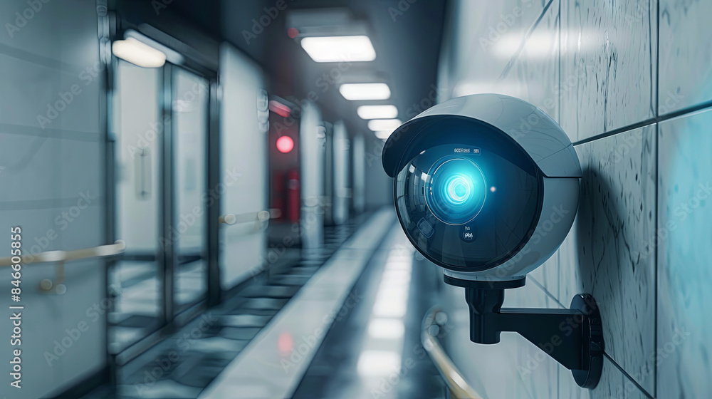 Perspective captured by a security camera focusing on a identified ...