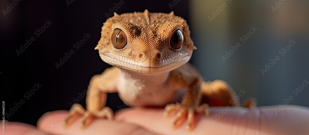 Foto de Exotic vet holding a Mediterranean house gecko, also known as ...