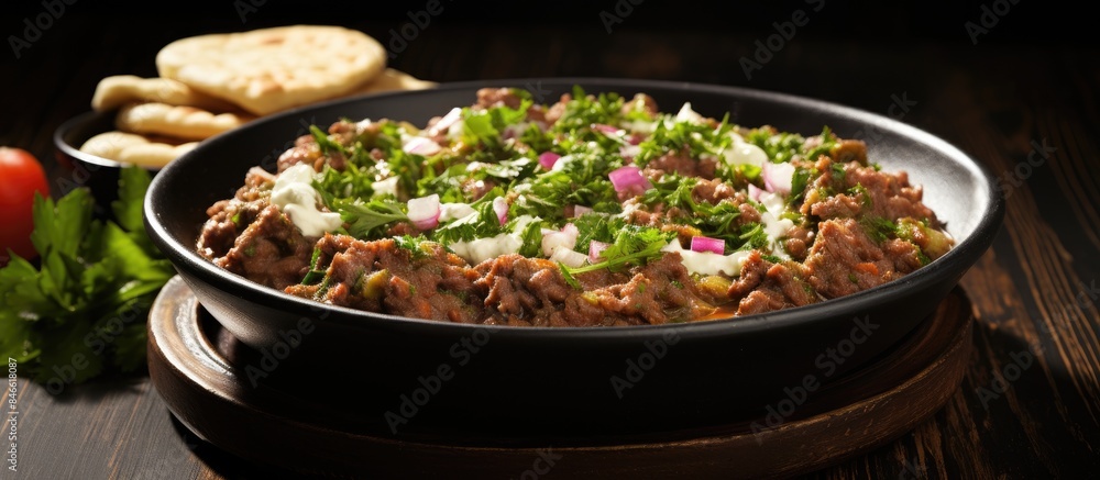 Traditional Egyptian and Middle Eastern food called foul medames with ...