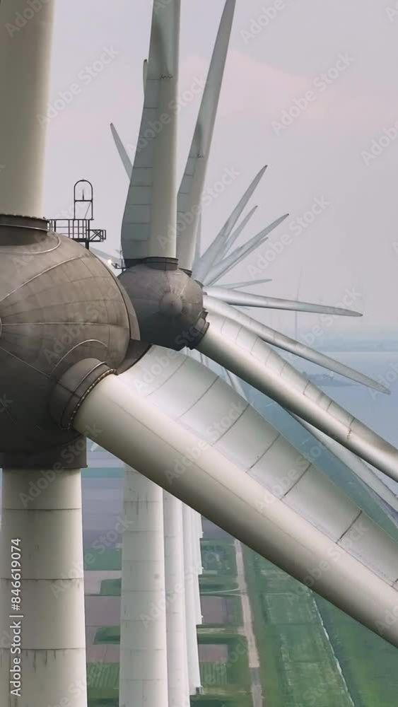 Renewable energy source. Windmill park green energy from drone view ...